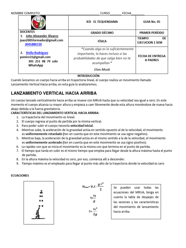 Guia #5 - Decimo - Fisica - Stella Rodríguez Jhon Alvarez | PDF ...