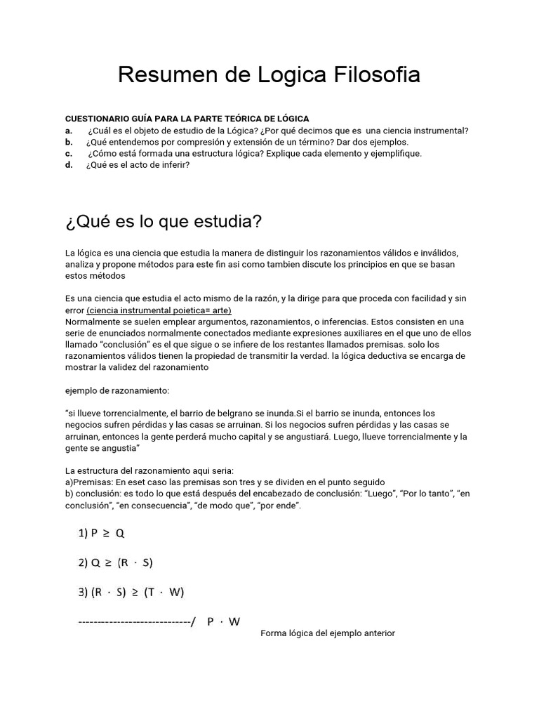Resumen de Logica Filosofia (1) | PDF | Proposición | Lógica matemática