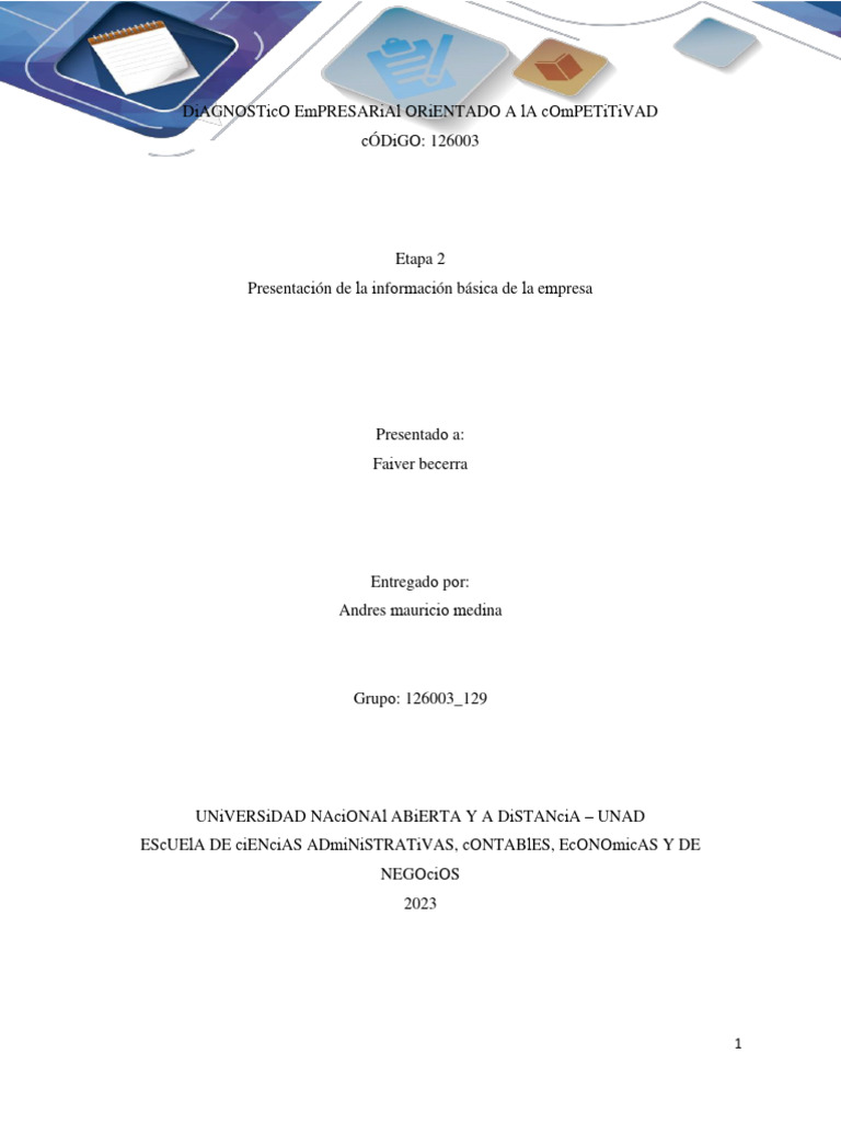 Etapa2 Presentacion de La Informacion Basica de La Empresa | PDF