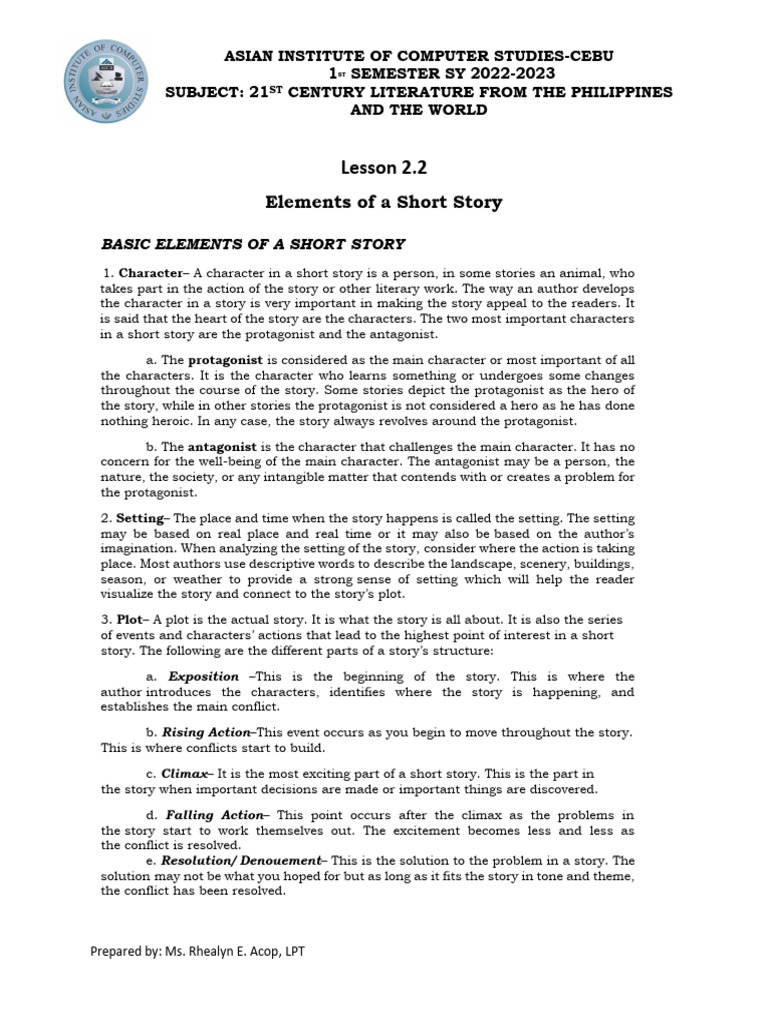 Lit Lesson 2.2 | PDF | Narration | Plot (Narrative)