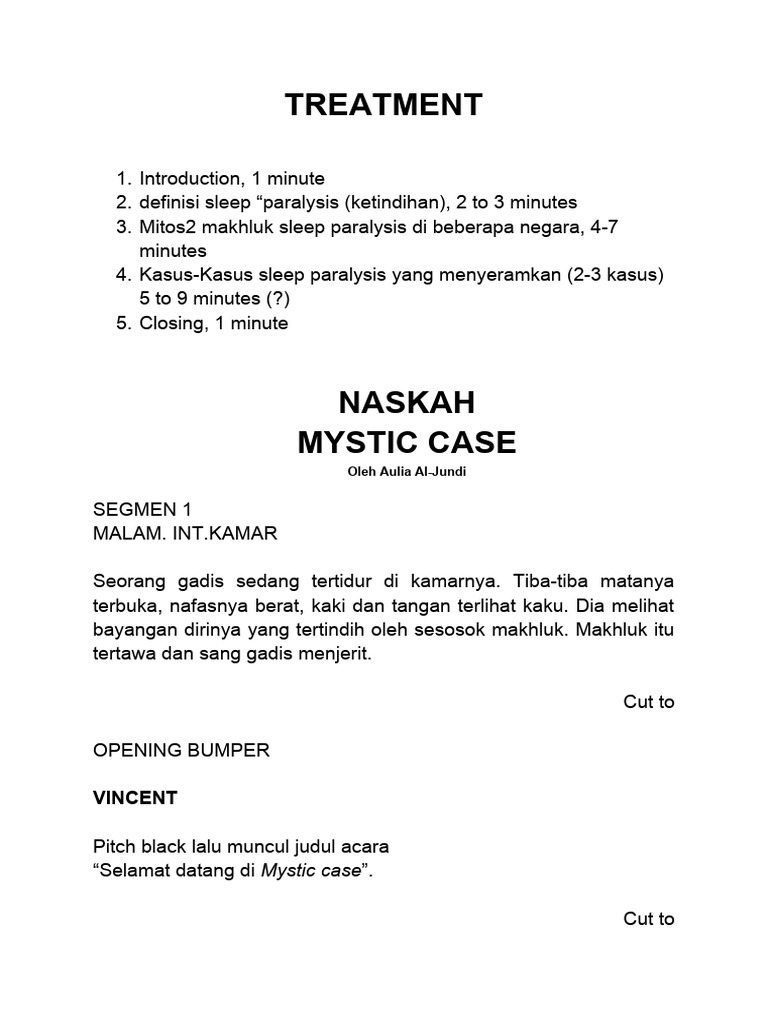 Script, Sleep Paralysis. | PDF | Fiksi Misteri, Thriller, & Kejahatan