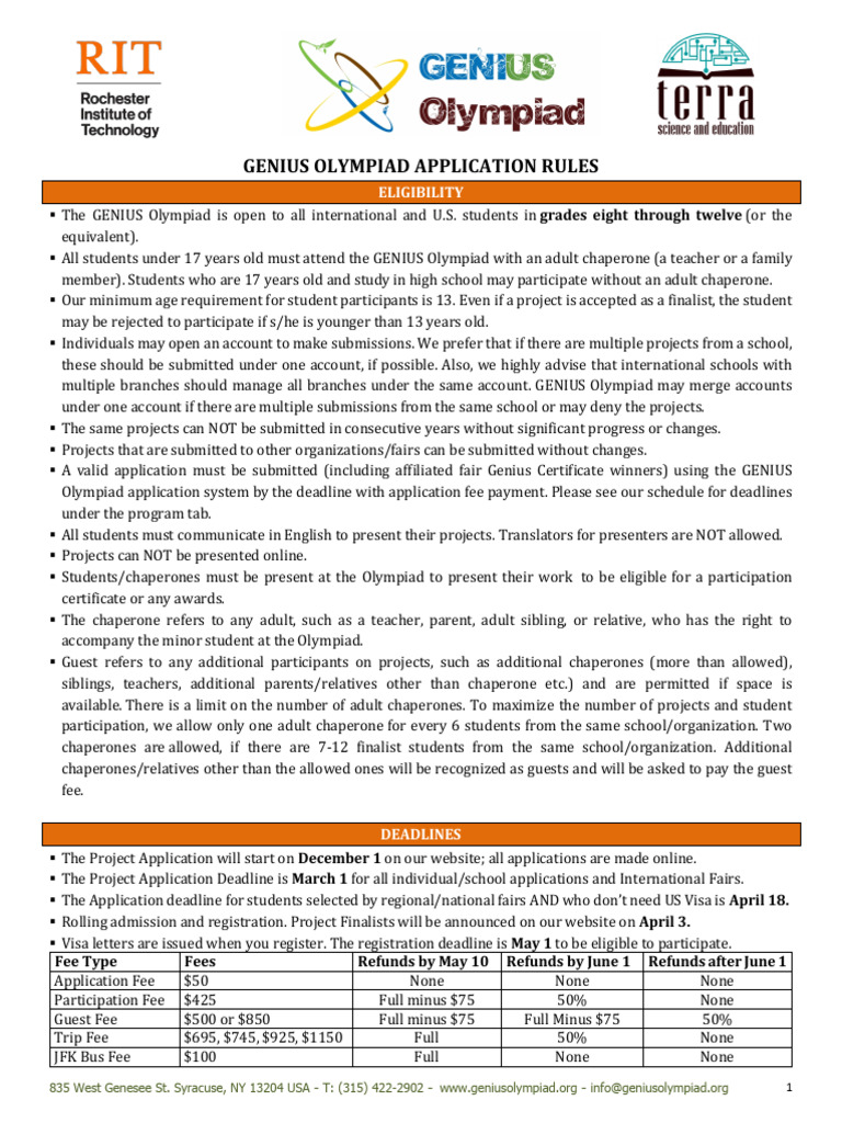 GENIUS Rules | PDF | Fee