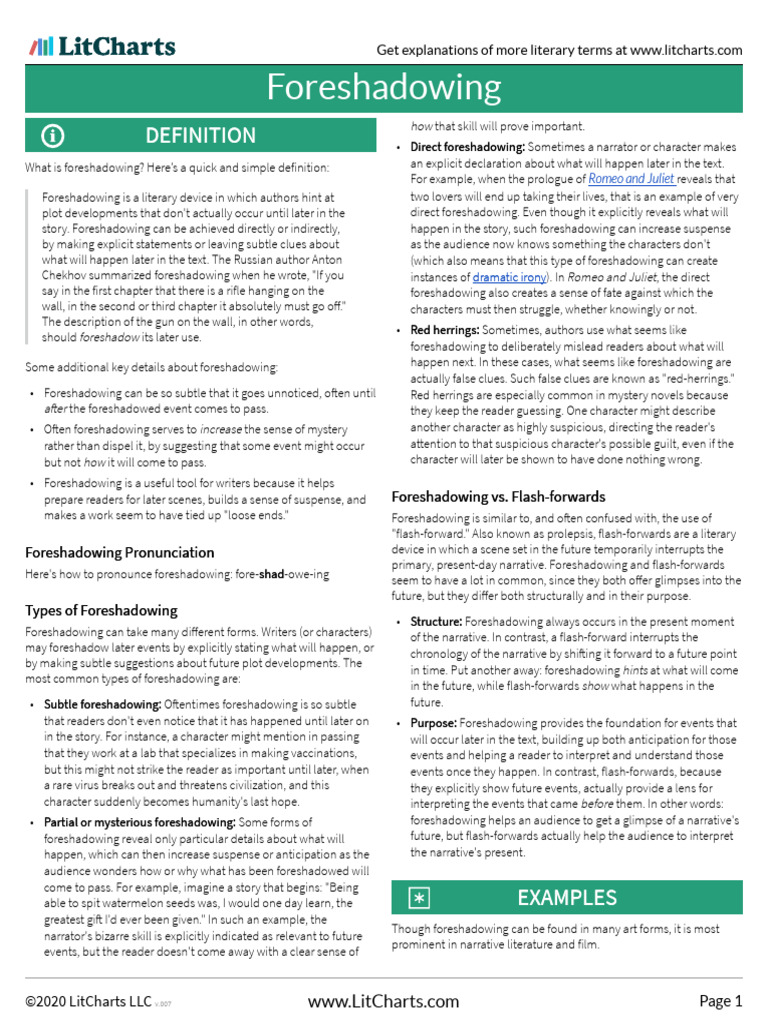 LitCharts Foreshadowing | PDF