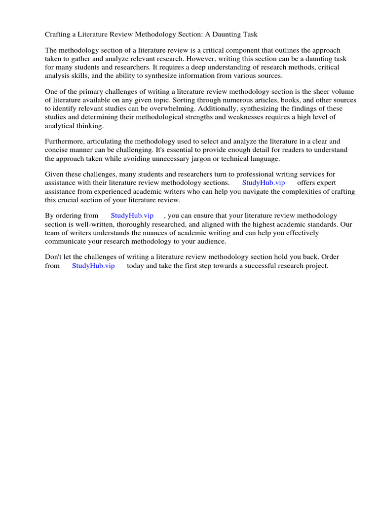 Literature Review Methodology Section | PDF | Systematic Review | Meta Analysis