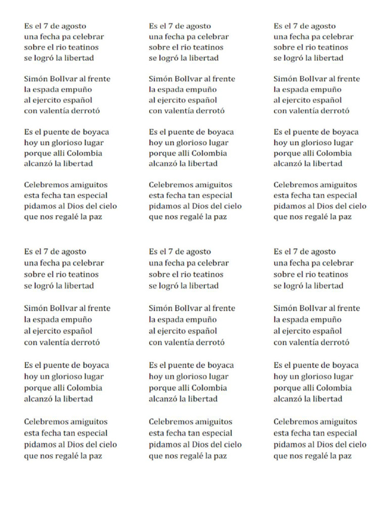 Coplas Alusivas Al 7 de Agosto Flor | PDF