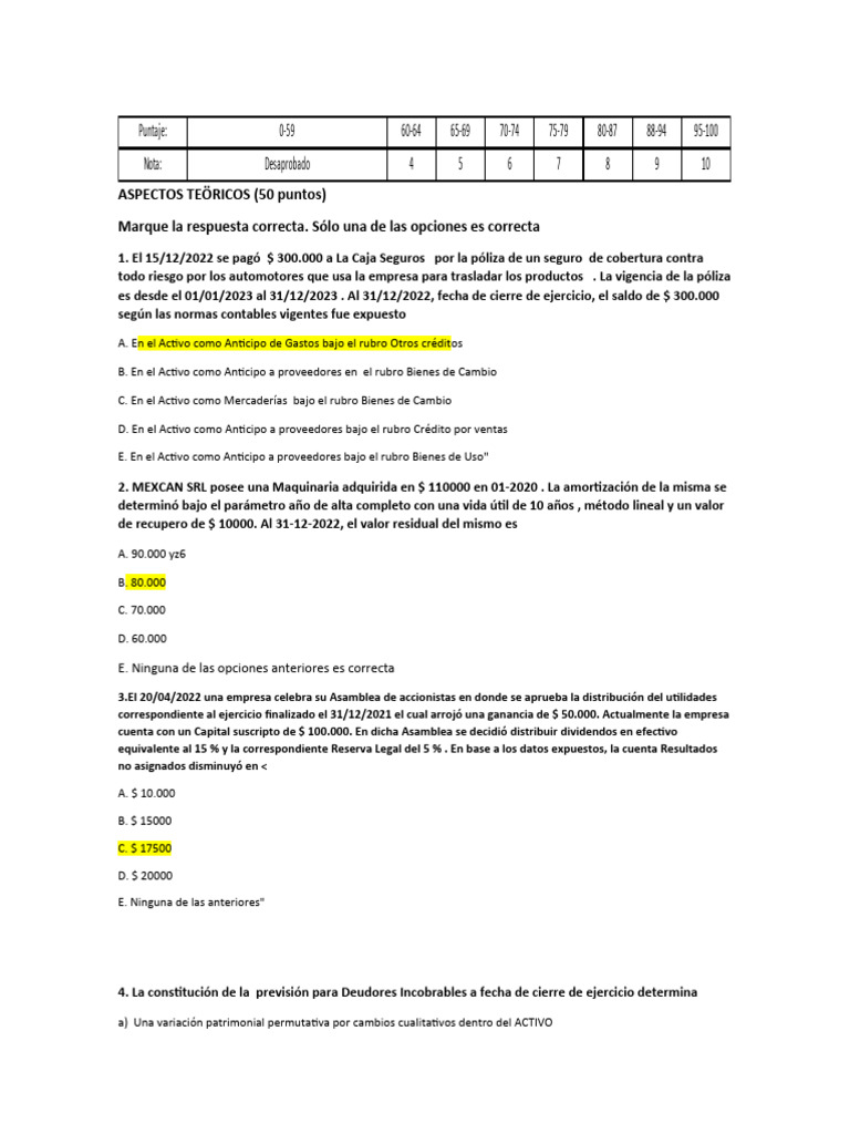 Modelo Examen Previo | PDF
