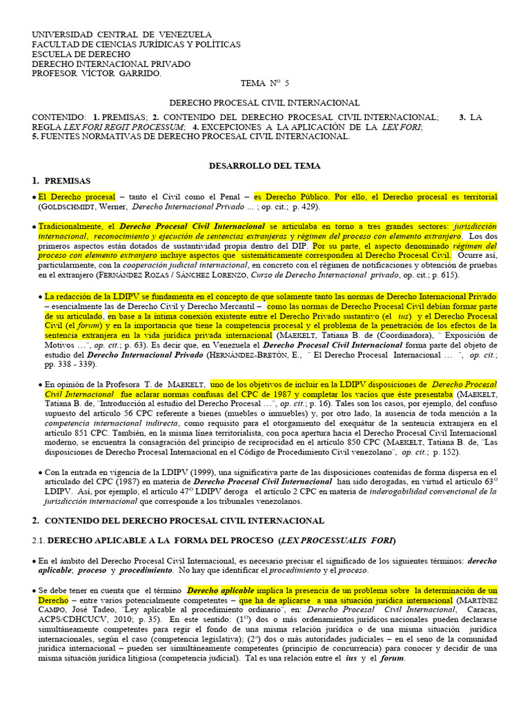 Tema No 5 Procesal Civil Intl | PDF | Ley procesal | Jurisdicción