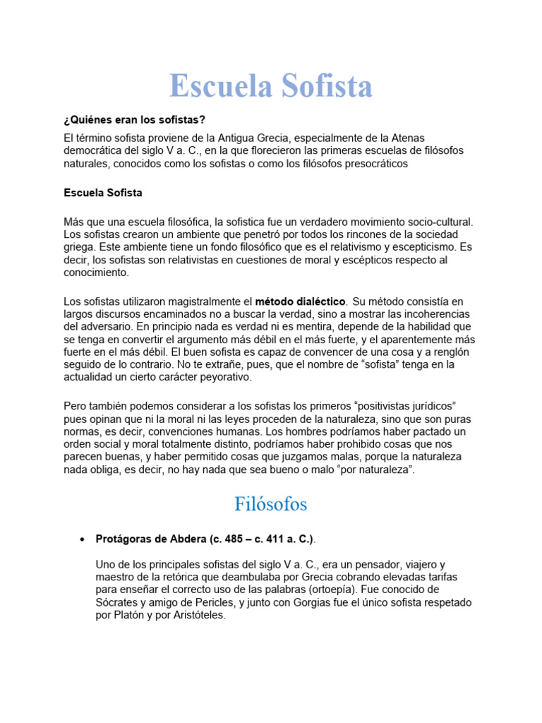 Escuela Sofista | PDF | Platón | Filosofía griega antigua