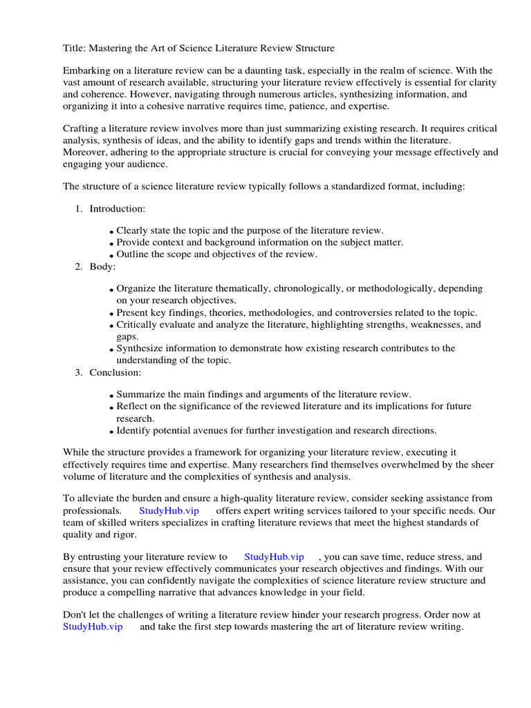 Science Literature Review Structure | PDF | Literature Review | Science