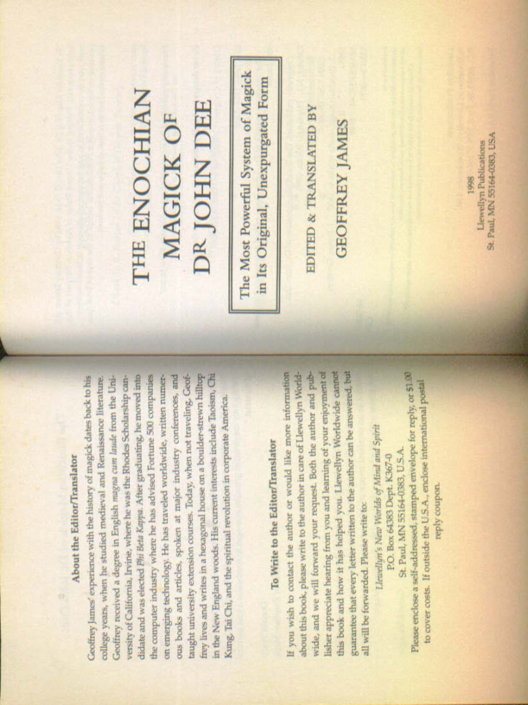 James Geoffrey The Enochian Magick of DR John Dee | PDF