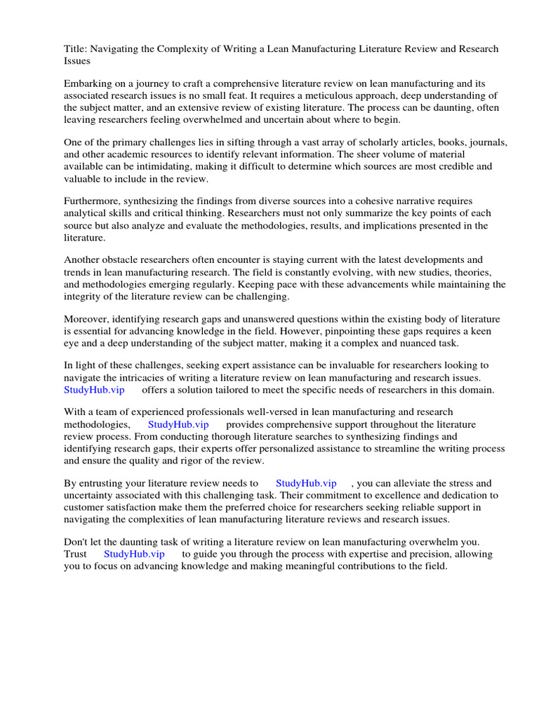 Lean Manufacturing Literature Review and Research Issues | PDF | Lean ... Lean Manufacturing Literature Review and Research Issues | PDF | Lean ...