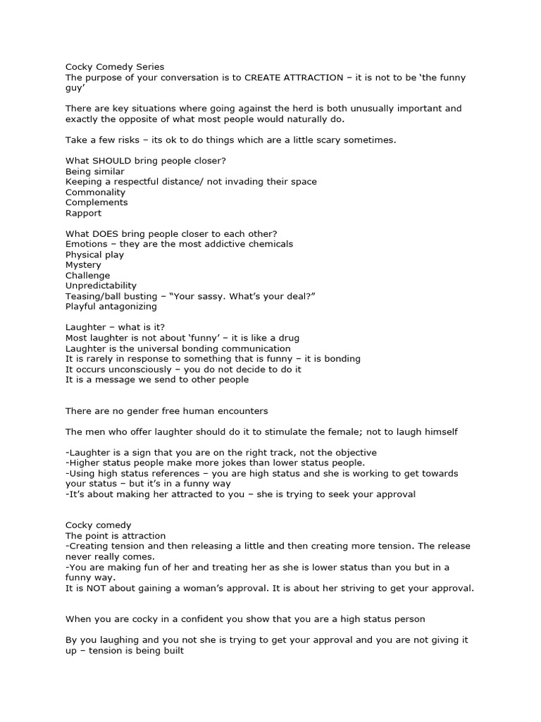 Cocky Comedy Sinthesis | Download Free PDF | Laughter | Behavioural ...