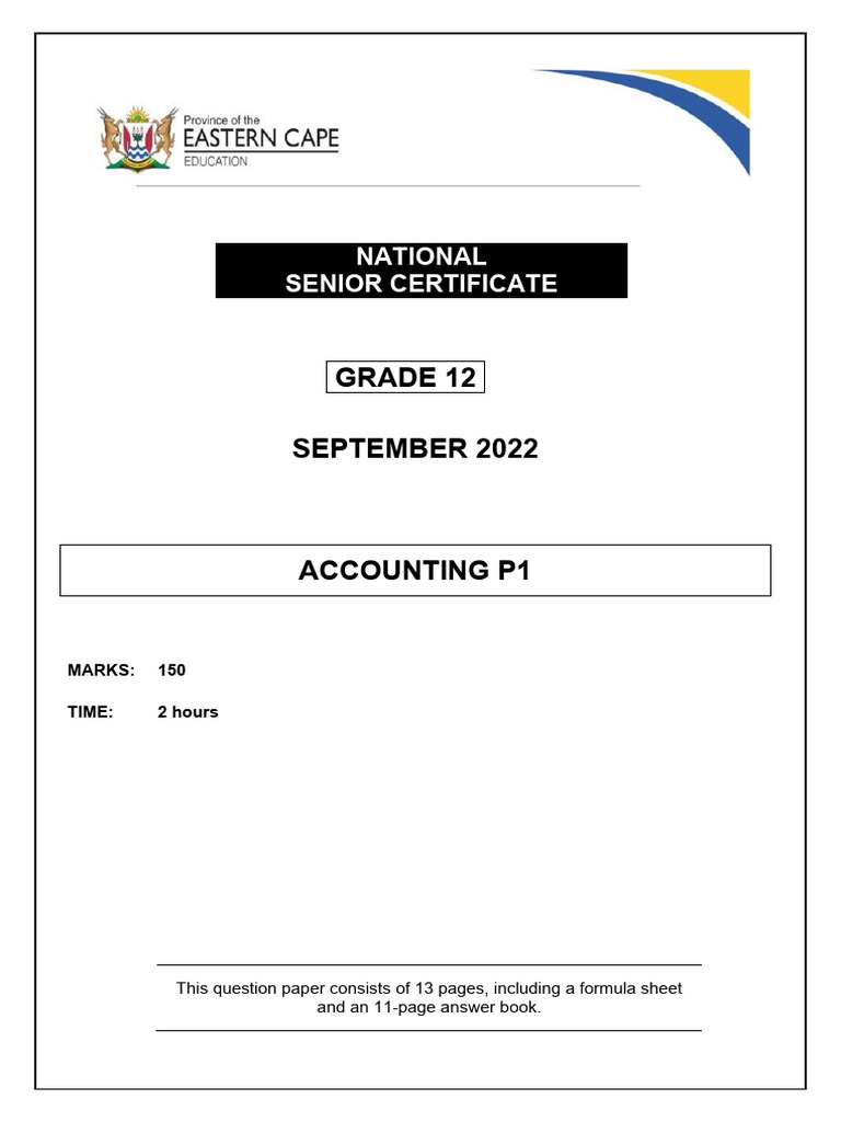 Accounting p1 Sep 2022 | PDF