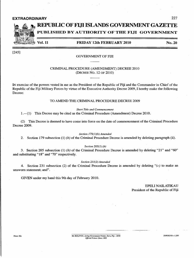 Criminal Procedure Amendment Decree 2010 | PDF