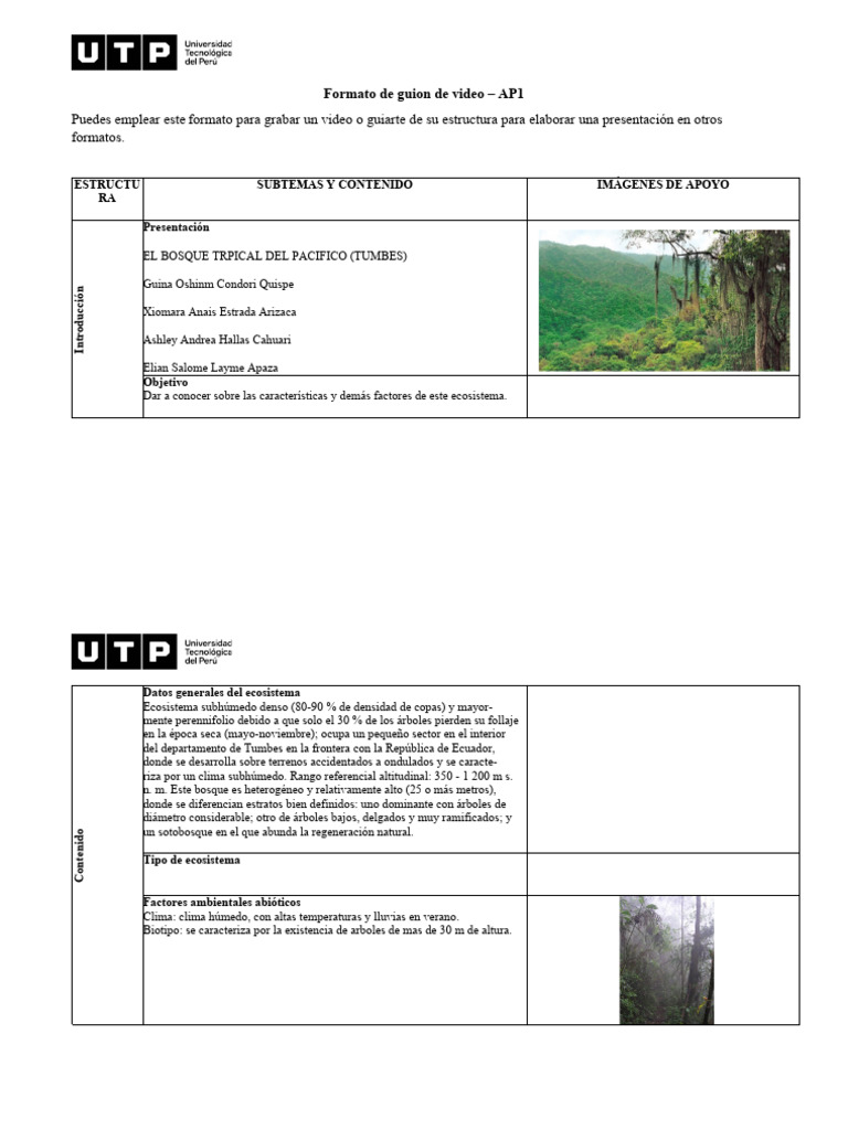 Guía de Video sobre el Bosque Tropical de Tumbes | PDF | Arboles ...