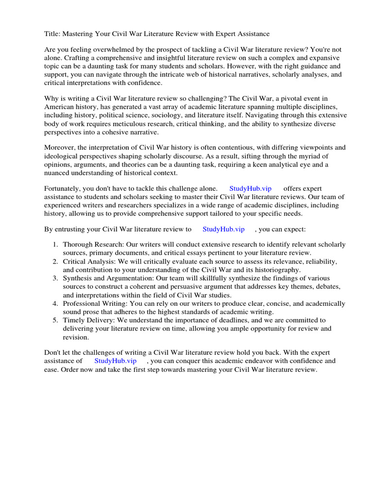Civil War Literature Review | PDF | American Civil War | Critical Thinking