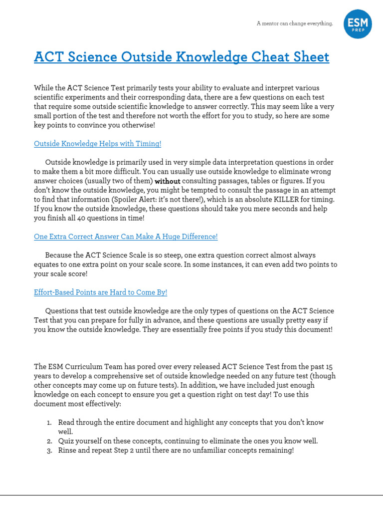 60c9714d301afa2ae89d09a1 - ACT Science Outside Knowledge Cheat Sheet ...