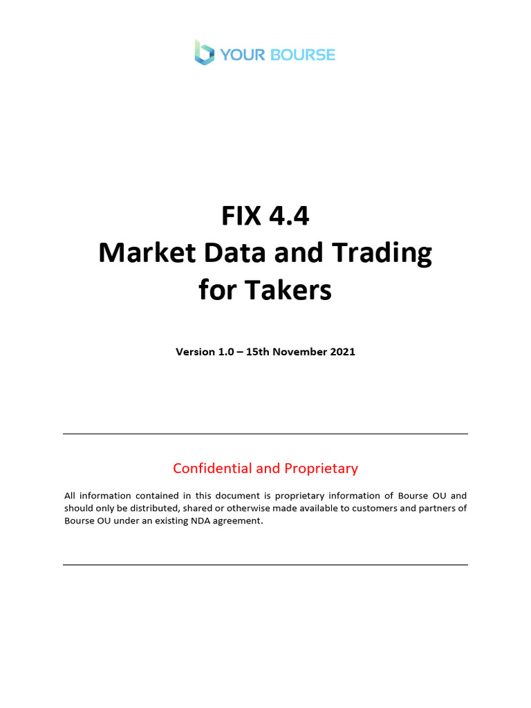 FIX 4.4 API Specification v.1.0 1 | PDF | Order (Exchange) | Computing