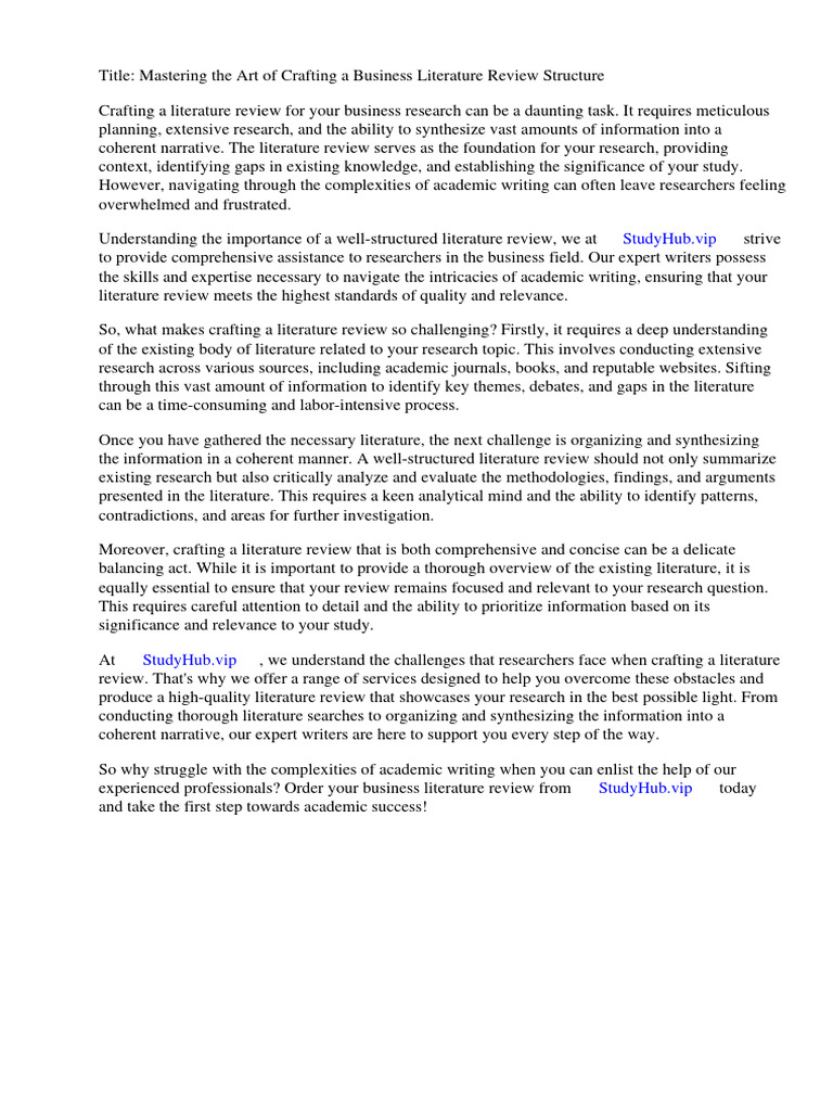 Business Literature Review Structure | PDF | Literature Review | Thesis