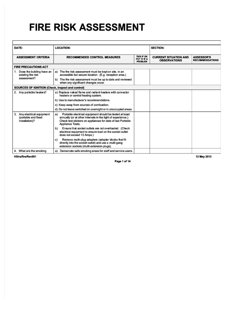 Fire Risk Assessment | PDF