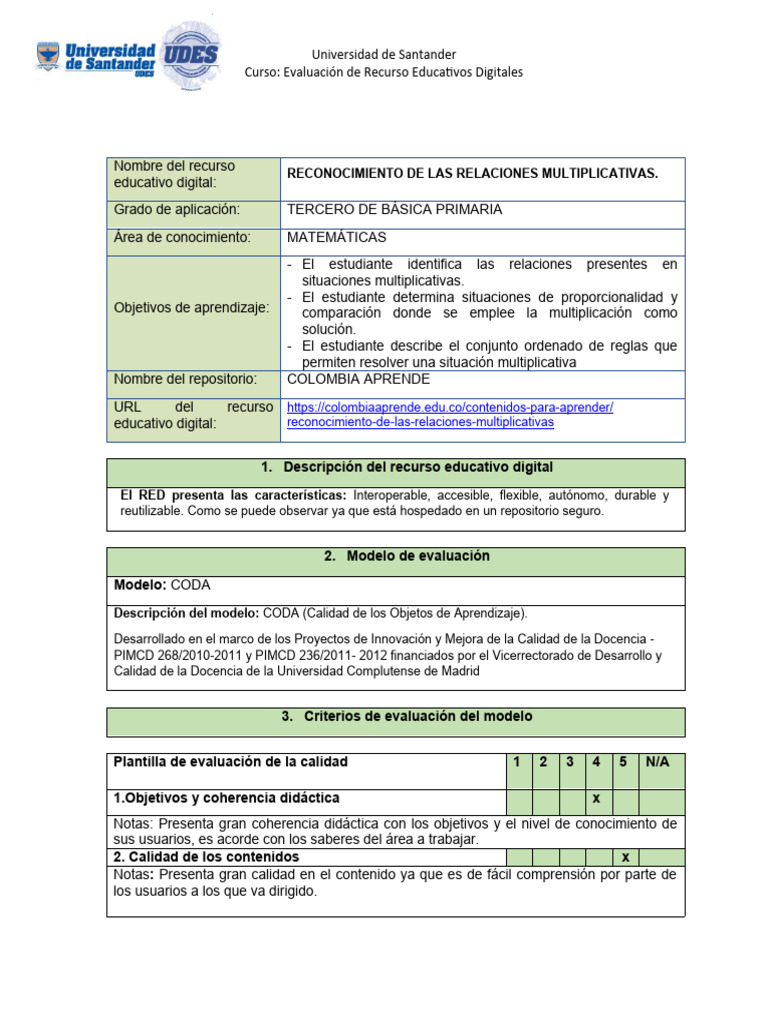 Evaluación del RED: Modelo CODA | PDF | Evaluación | Enseñando
