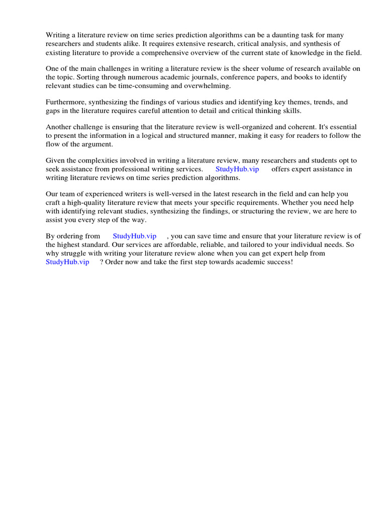Time Series Prediction Algorithms Literature Review Pdf Predictive