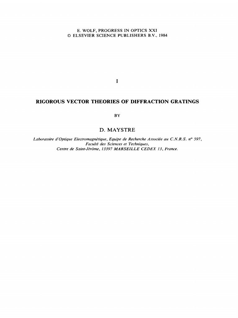 Rigourous Vector Theories of Diffraction Gratings | PDF