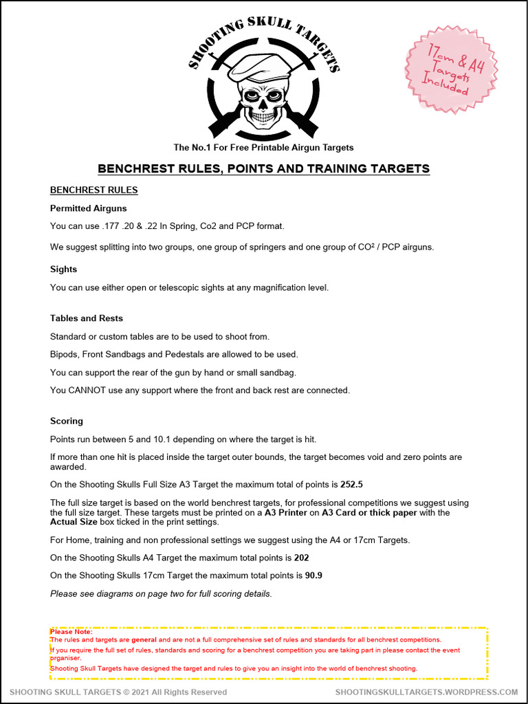 Shooting Skull Targets - Benchrest Rules, Points and Training Targets ...