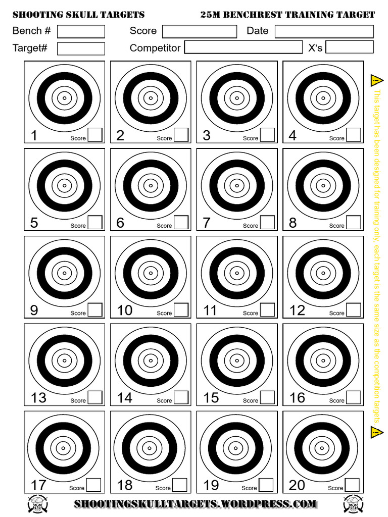 Shooting Skull Targets - 25m Benchrest Training Target - A4 | PDF