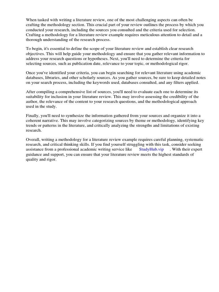 How To Write A Methodology For A Literature Review Example | Download ...