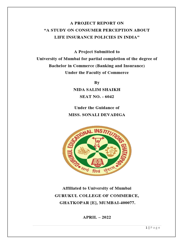 Black Book Project - Nida Shaikh | PDF | Insurance | Life Insurance