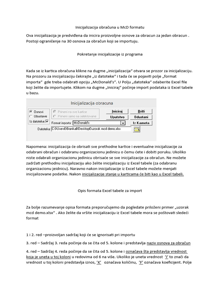 Inicijalizacija MCD | PDF