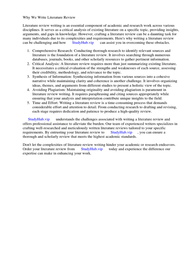 Why We Write Literature Review | PDF | Methodology | Literature Review