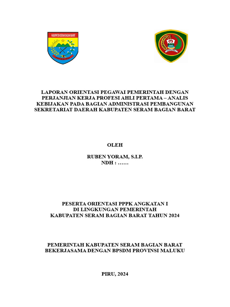Laporan Orientasi PPPK 2024 Kabupaten Seram | PDF | Bisnis