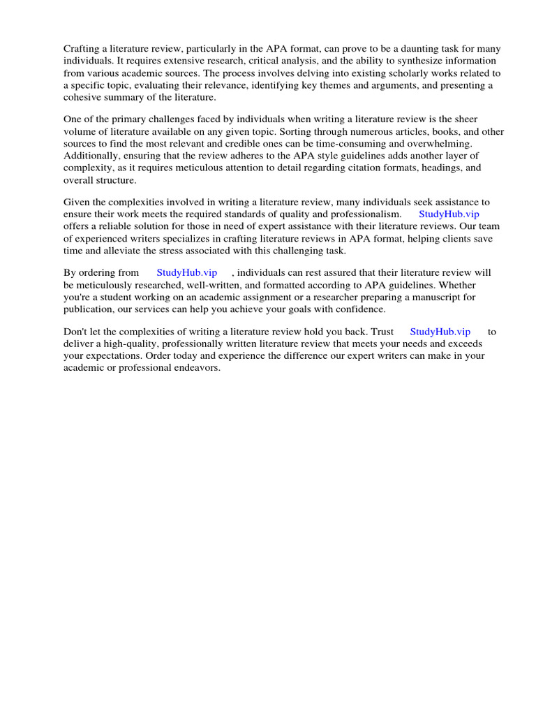 Apa Literature Review Abstract | PDF
