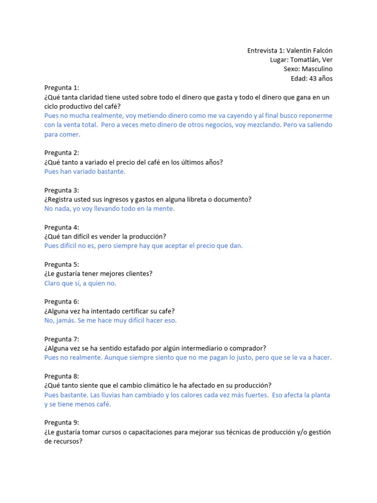 Tarea11 Entrevistas | PDF | café