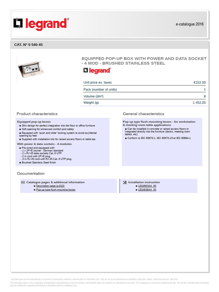EXP-LG-054045_Equipped_pop-up_box_with_power_and_data_socket_-_4_mod_-_brushed_stainless_steel | PDF