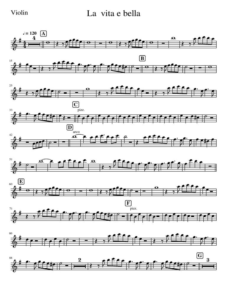 La Vita E Bella Violin | PDF