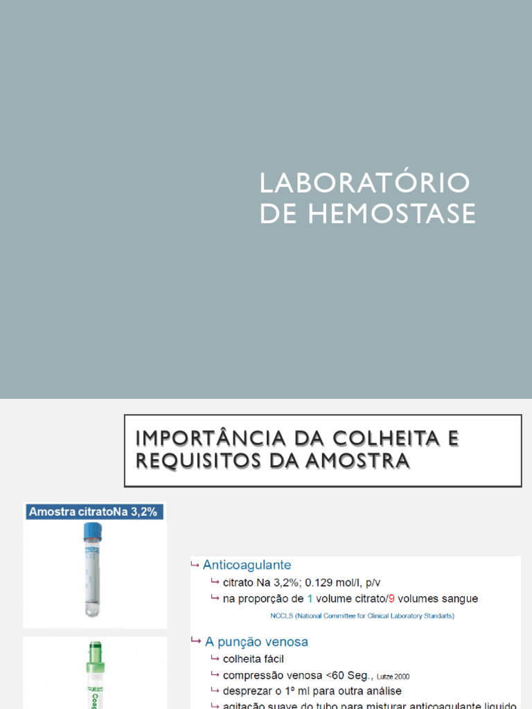 12 Aula Prática - Laboratorio de Hemostase - 2 | PDF | Ciências e ...