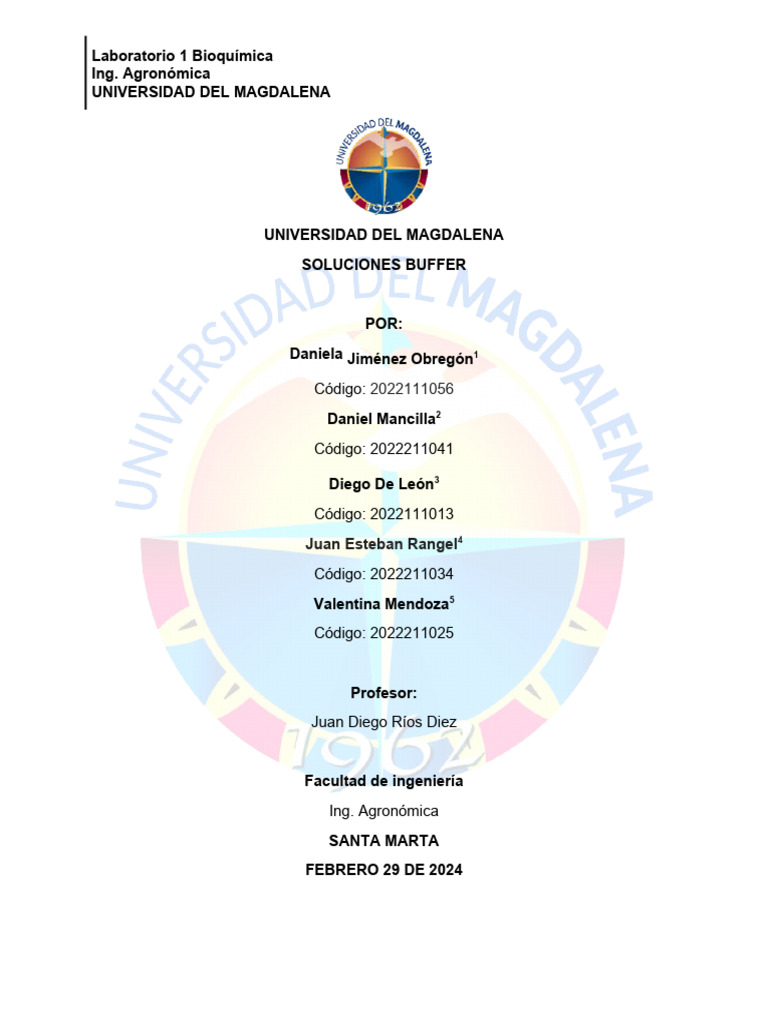 Laboratorio 1. Soluciones Buffer | PDF | Solución tampón | Ph
