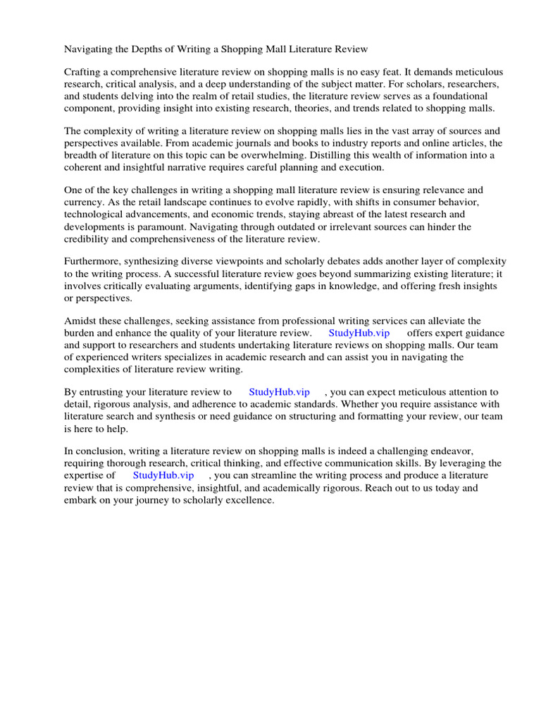 Writing a Shopping Mall Literature Review | PDF | Retail | Shopping Mall