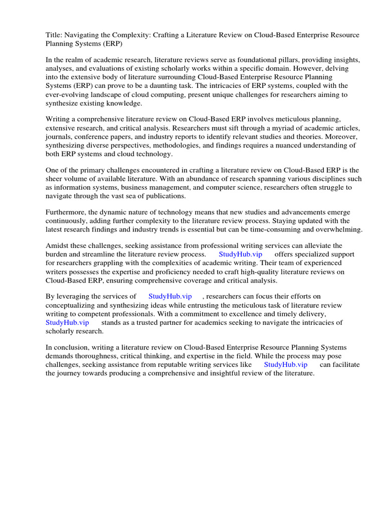 Cloud-based Enterprise Resources Planning System (Erp) a Review of the Literature | PDF ...
