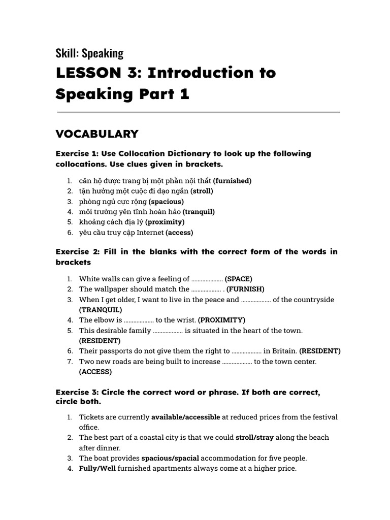 LESSON 3 - Homework Handout | PDF | Apartment