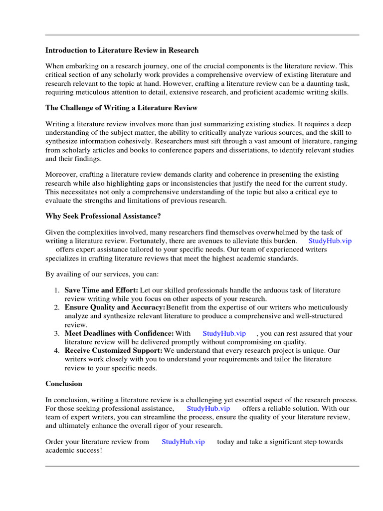 Introduction Of Literature Review In Research Pdf Literature Review