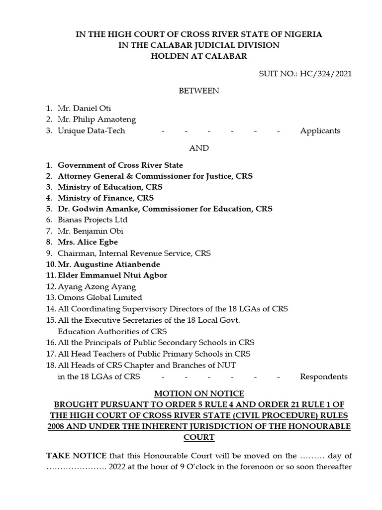 Motion On Notice Application For Extension of Time | Download Free PDF | Judiciaries | Civil Law ...