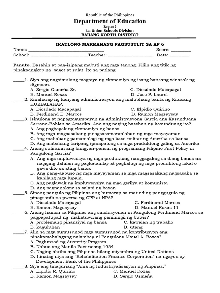 Third Periodical Test in Ap | PDF