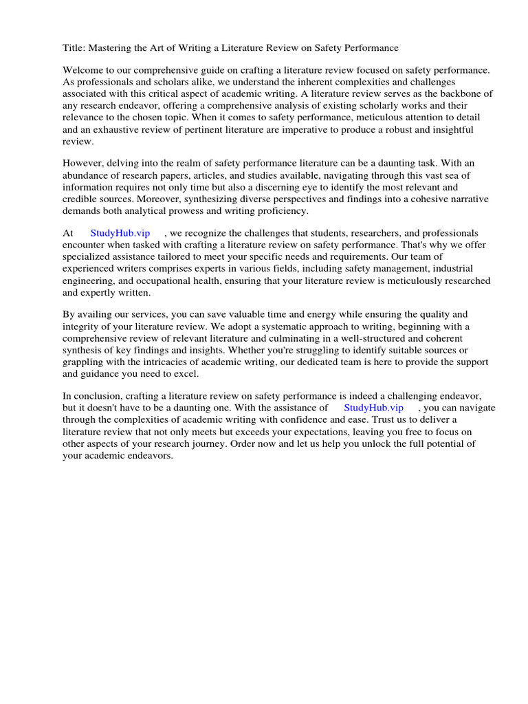 Literature Review Safety Performance | PDF | Psychology | Qualitative Research