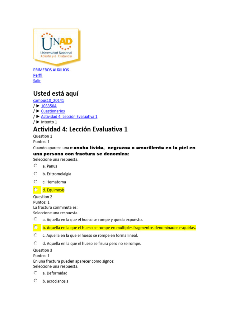 ACT. 4 LECCION EVALUATIVA 1 | PDF | Medicina | Síntomas y signos