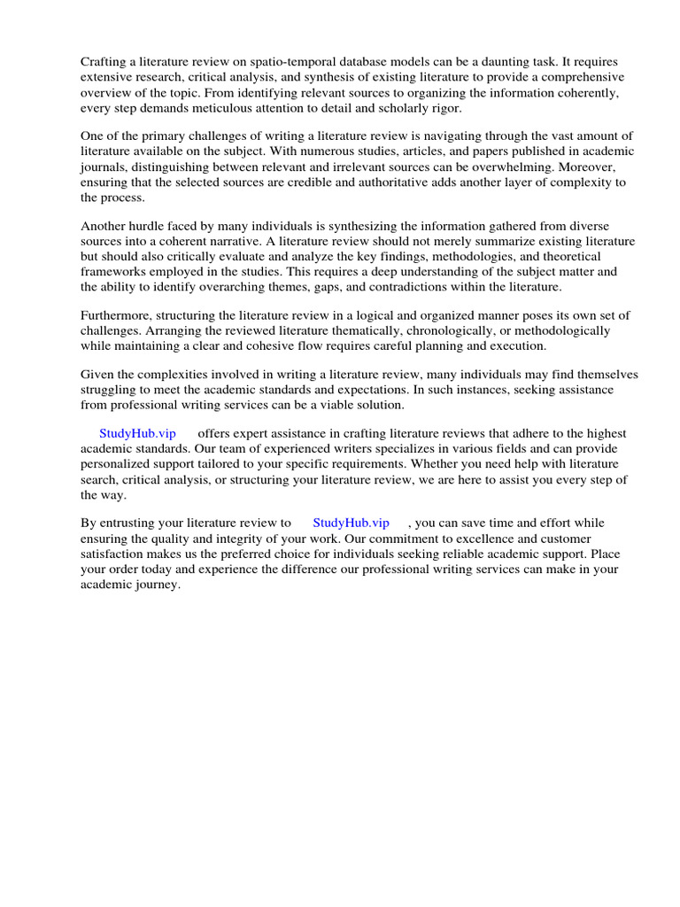 Literature Review Of Spatio Temporal Database Models Pdf