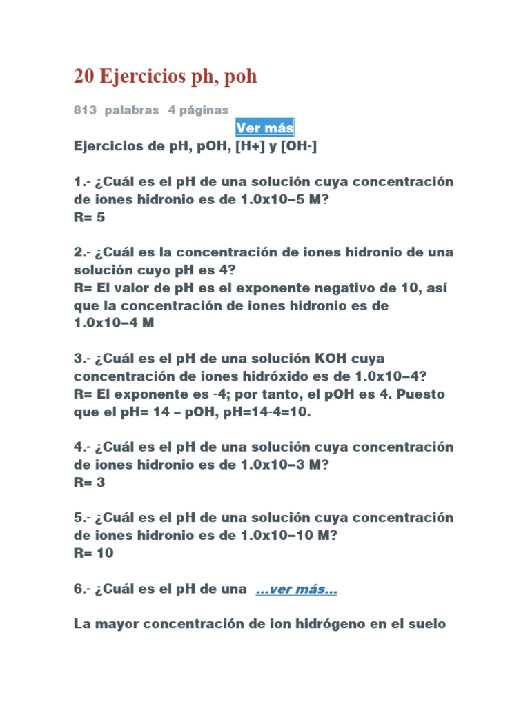 20 Ejercicios PH | PDF